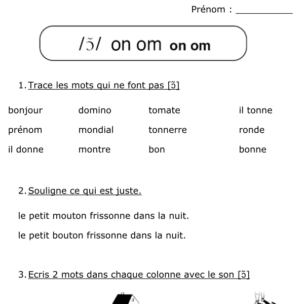 Fiche d’activité Son [ɔ̃] (« on » / « om ») – Hepicerie